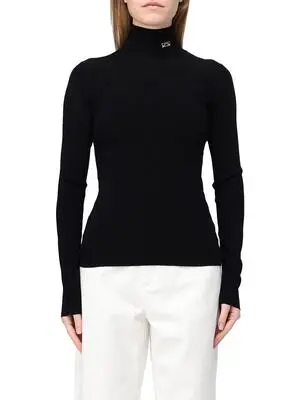 Loewe Slim Fit Viscose Turtleneck With Contrast Logo Black