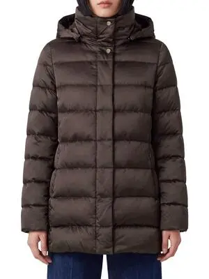 MOORER Delia-se3 Long Silk Technical Fabric Down Jacket With Hood - Dark