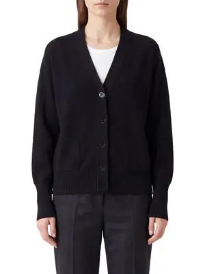 SEMICOUTURE Esther Wool Cardigan With V-neck And Patch Pockets Black