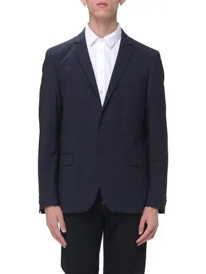 Karl Lagerfeld Single-breasted Virgin Wool Blazer With Classic Lapels Blue