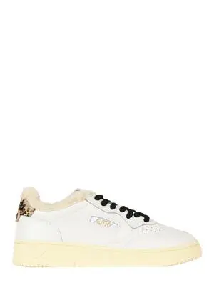 AUTRY Medalist Low Leather Sneakers With Shearling Lining And Suede Details Multicolor