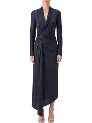 VICTORIA BECKHAM Lea Long V-neck Gown With Asymmetrical Hem