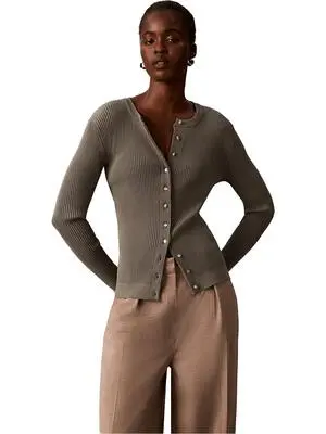 CALVIN KLEIN Ribbed Button-front Cardigan