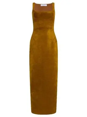 Alaïa Tailored Velvet Sheath Dress - Ocre