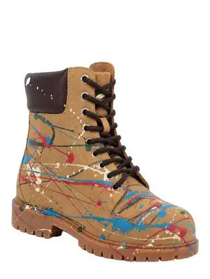 Philipp Plein Nubuck Boots Dripping Skull Men Brown/multicolored