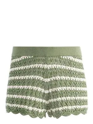Alice + Olivia Bobbi Striped Pointelle Shorts - Sage/soft