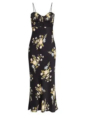 Veronica Beard Kieren Floral Slip Dress - Black Multi