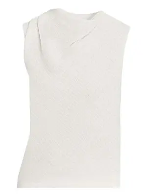 Vince Shadow Grid Cowl-neck Top - Chalk