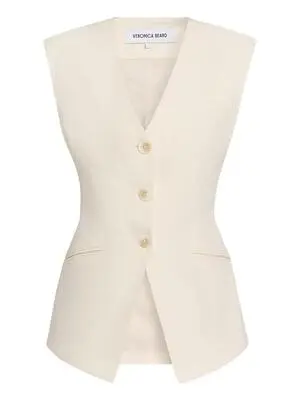 Veronica Beard Gillson Tailored Vest - Ecru
