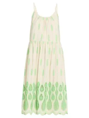 Ramy Brook Sandra Embroidered Midi Dress - Bright Lime