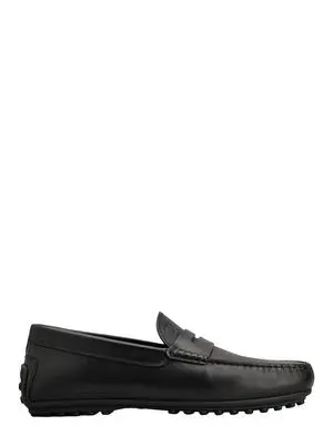 TOD'S Leather Moc-toe Penny Loafers - Nero