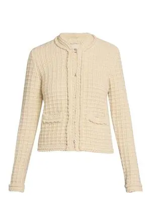 Isabel Marant Étoile Hortense Windowpane Knit Collarless Jacket - Ecru