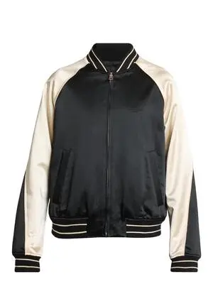 Givenchy Satin Rhinestone-logo Bomber Jacket - Black/natural
