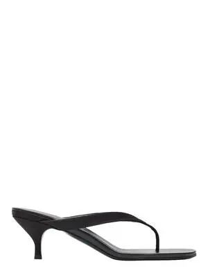 Miu Miu Satin Kitten-heel Thong Sandals - Nero