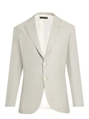 Brioni Wool Plume Plaid Single-breasted Sport Coat - Grey