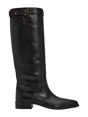 Prada 30mm Stivali Leather Riding Boots - Nero
