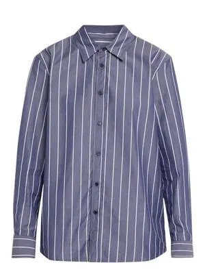 NILI LOTAN Raphael Classic Striped Button-down Shirt - Midnight