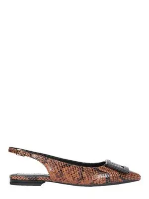 ROGER VIVIER Gommettine Croc-embossed Leather Slingback Ballerina Flats - Cognac