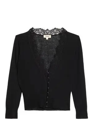 L'Agence Eluna Lace-trim Cardigan - Black