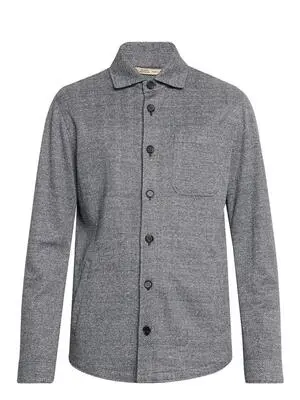 MAURIZIO BALDASSARI Linen, Silk And Cotton Herringbone Overshirt - Navy