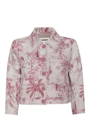 L'Agence Eda Cropped Etoile-print Linen Jacket - Tan Multi