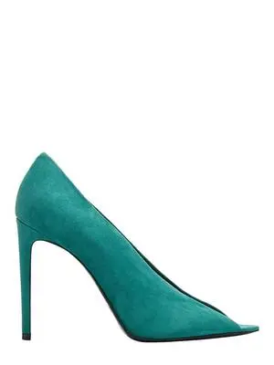 Valentino Garavani 105mm Open Toe Revele Suede Pumps - Green