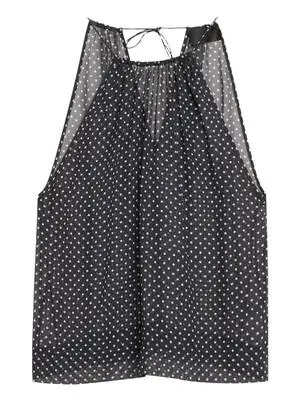 NILI LOTAN Nikki Silk Polka Dot Halter Top Midnight