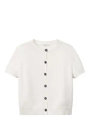 Lafayette 148 New York Crewneck Cotton-silk Cardigan - Cloud