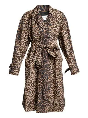 SAINT LAURENT Leopard-print Nylon Trench Coat
