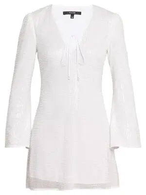 TOCCIN Raine Sequined Flared-sleeve Mini Dress Coverup - Optic
