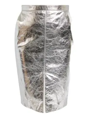 SAINT LAURENT Metallic Leather Pencil Skirt