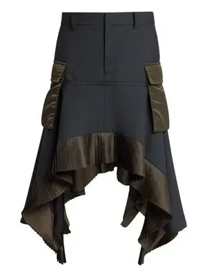 SACAI Mixed-media Handkerchief Midi Cargo Skirt