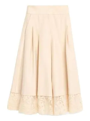 Zimmermann Valiant Lace-hem Stretch-wool Skirt - Cream