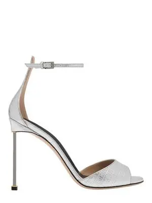 TOM FORD 105mm Embossed Metallic Leather Ankle-strap Sandals - Silver