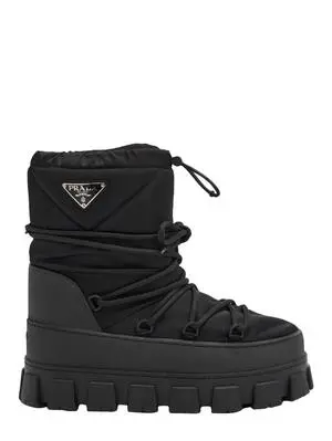 PRADA Triangle Logo Lug-sole Nylon Snow Boots