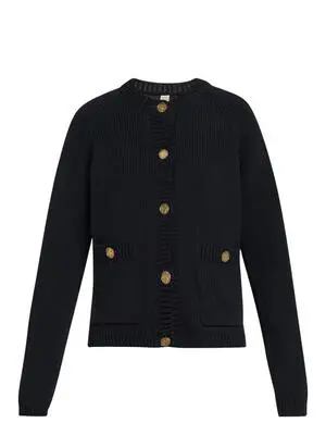 TOTEME Hammered Button Knit Cardigan - Black