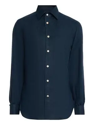 Kiton Linen Button-down Shirt - Navy