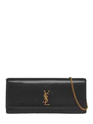 Saint Laurent Kate Pebbled Leather Clutch Bag - Nero