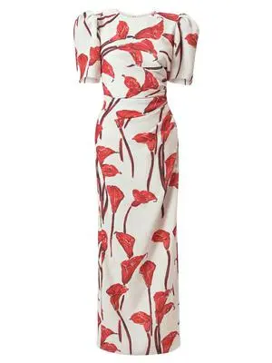Carolina Herrera Calla Lily Ankle Length Dress - Ceramic Multi