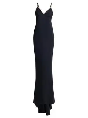 Stella McCartney Embellished V-neck Trumpet Gown - Black