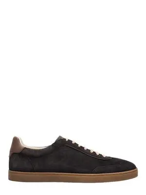 Brunello Cucinelli Suede T-toe Low-top Sneakers Pepper