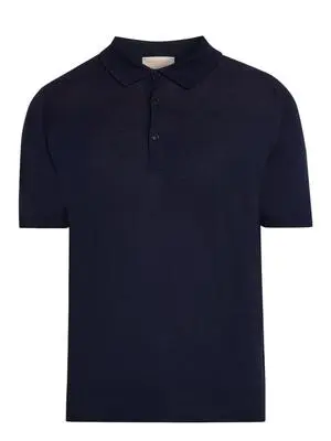 John Smedley Wide Rib-knit Merino Polo Shirt Oat