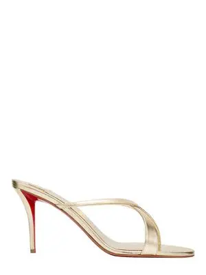 CHRISTIAN LOUBOUTIN 80mm Mulazee Metallic Leather Sandals - Platine