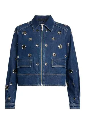 Cinq À Sept Harriet Embellished Denim Jacket - Tide