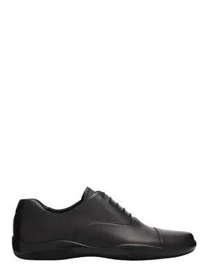 Prada Toblach Leather Cap-toe Derby Shoes - Nero