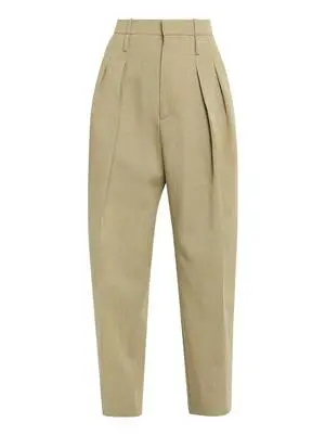 Bottega Veneta Double-pleated Wool Straight-leg Trousers - Green