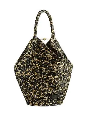 Khaite Lotus Medium Viscose Raffia Tote Bag - Black/natural