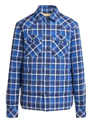 Moncler Plaid Snap-front Shirt Jacket - Medium Blu