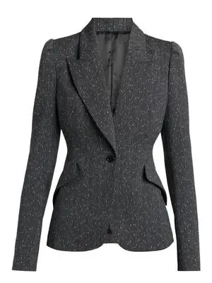 ALEXANDER MCQUEEN Pinstripe Wool Puff-sleeve One-button Jacket