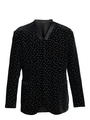 Giorgio Armani Stamped Silk-blend Velvet Blazer - Black